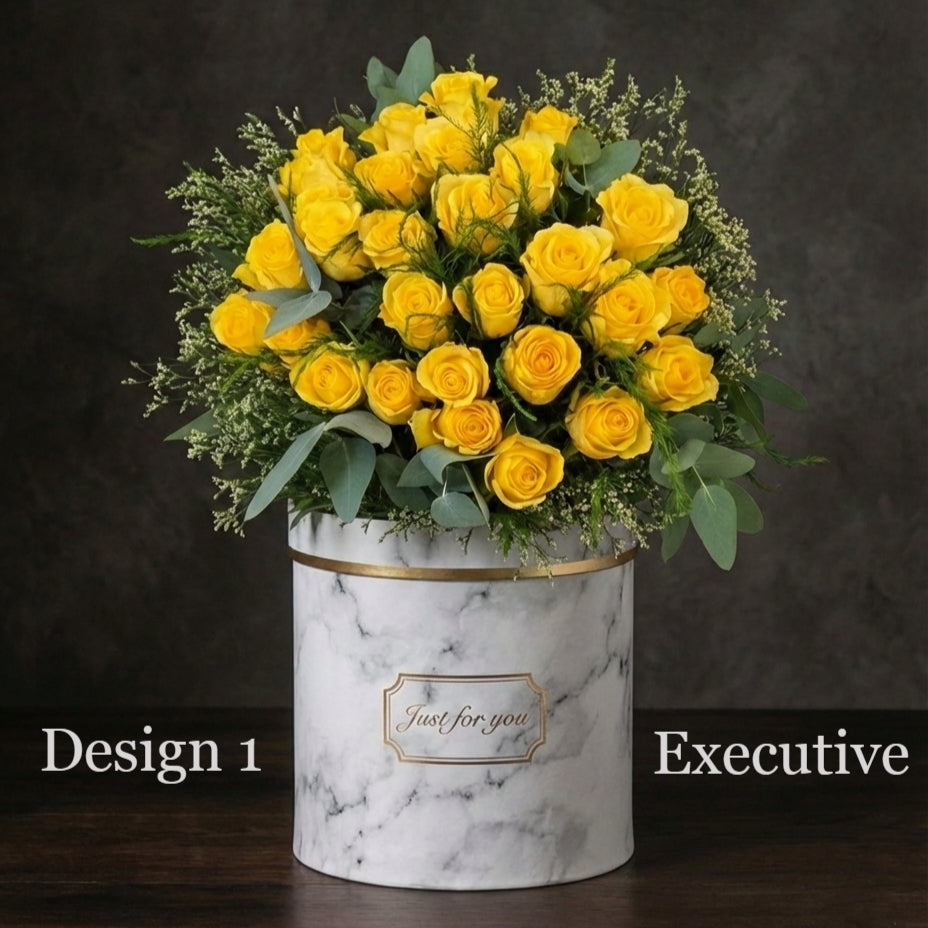 Yellow Rose Hat Box in Pretoria | Luxury Vibrant Floral Gifting – Caar ...